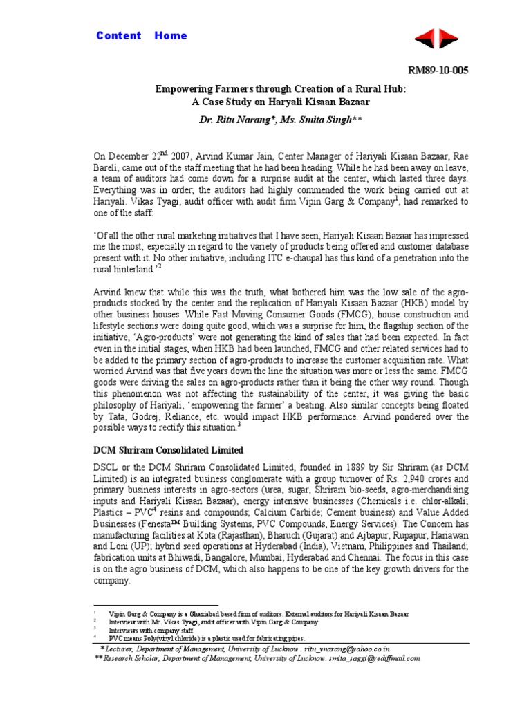 Hariyali Kisaan Bazaar - Case Study | PDF | Agriculture | Retail