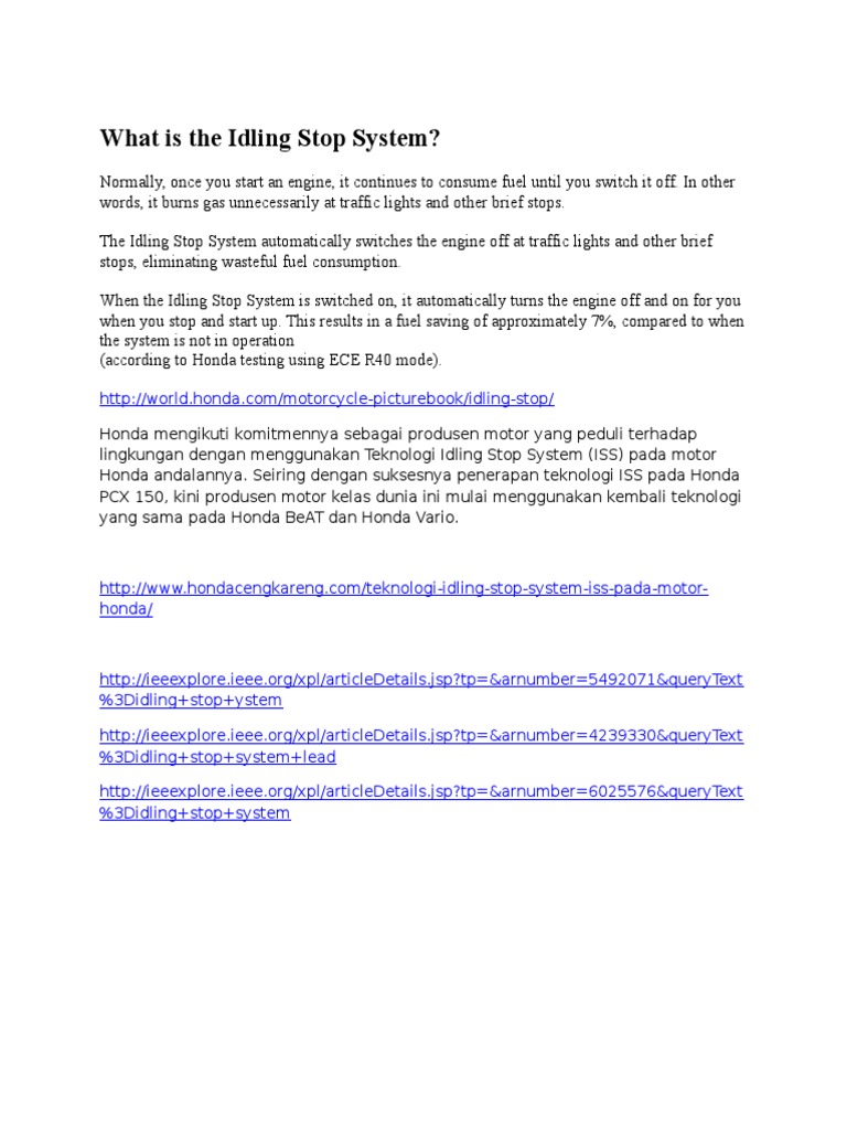 Idling Stop System | PDF