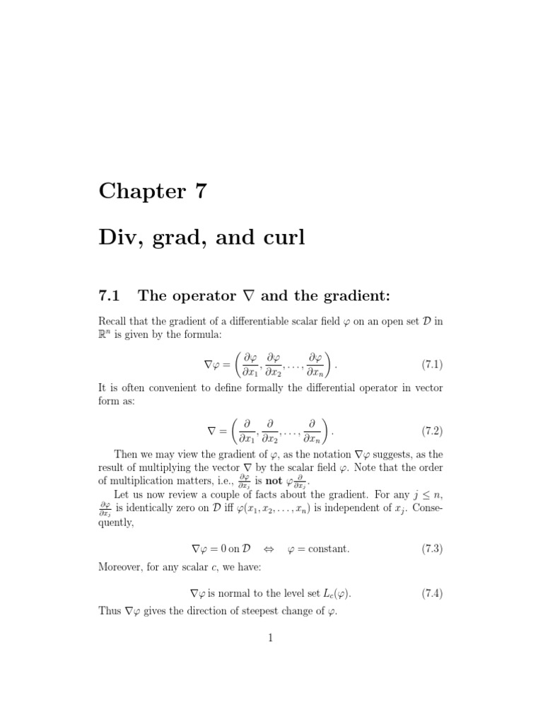 Caltech Vector Calculus 7 | PDF | Gradient | Divergence