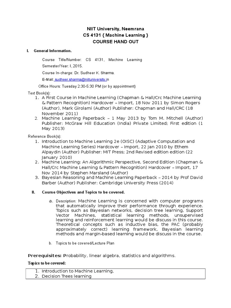 Machine Learning Handout | PDF | Machine Learning | Test (Assessment)