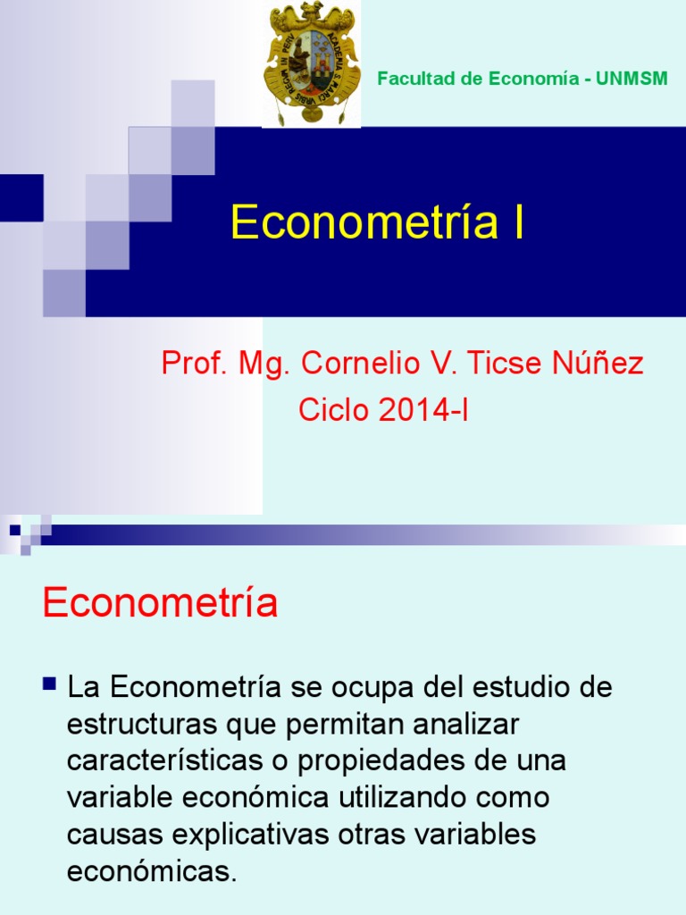Introducción a la Econometría I | PDF | Econometría | Multicolinealidad