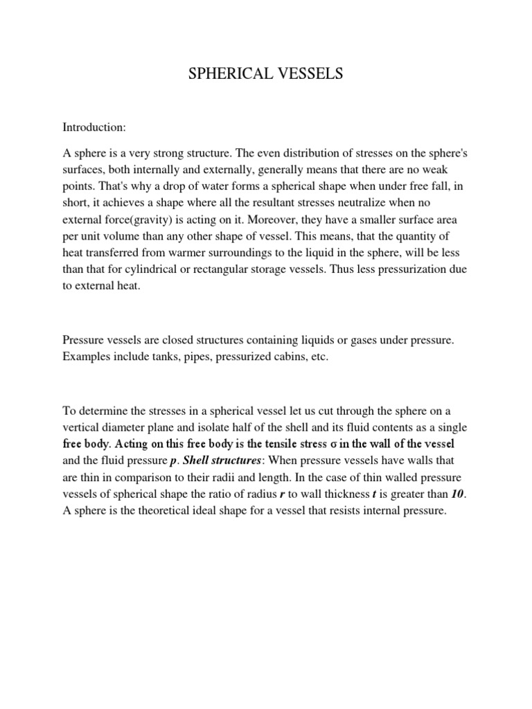 Vessel Design | PDF | Sphere | Stress (Mechanics)