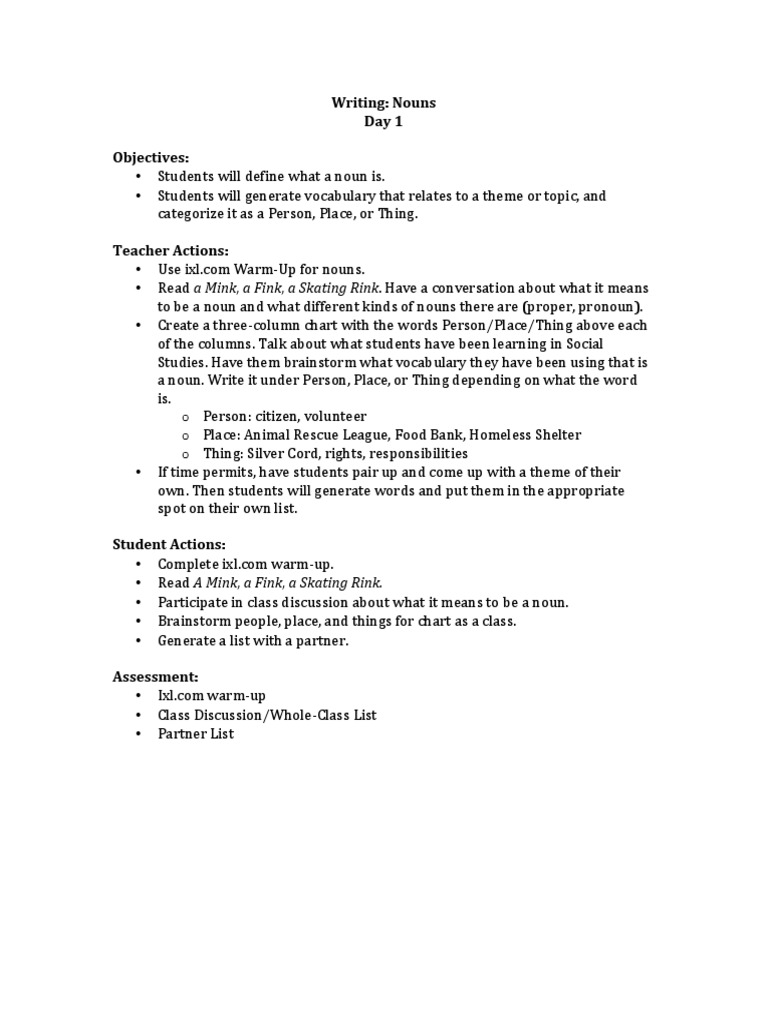 Writing Unit Plan Final | PDF | Adjective | Noun