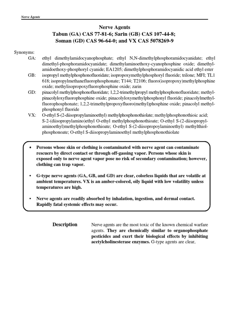 Tabun | PDF | Nerve Agent | Vx (Nerve Agent)