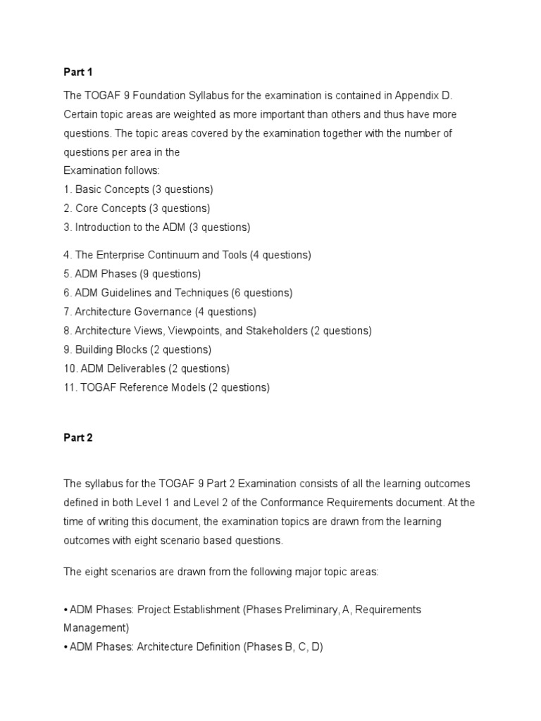 TOGAF Exam Pattern