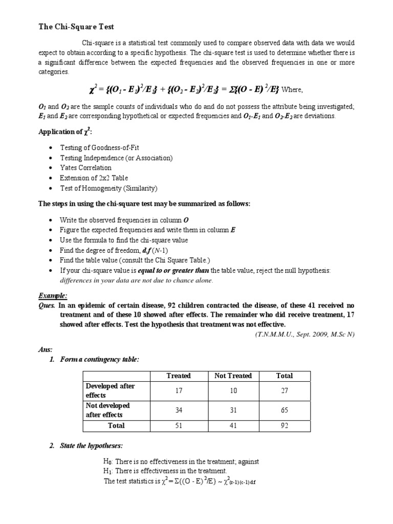 Chi-Square Test: Method and Example | PDF | Chi Squared Test | Chi ...
