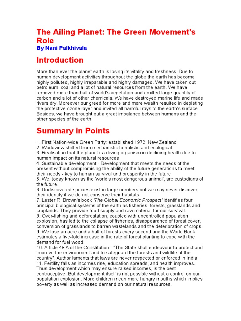 The Ailing Planet | Download Free PDF | Sustainability | Sustainable ...