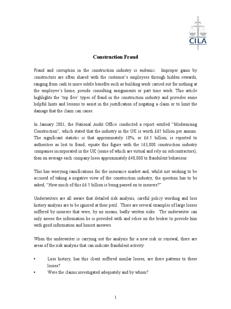 Top 5 Construction Fraud Types | PDF | Construction Bidding | Cartel