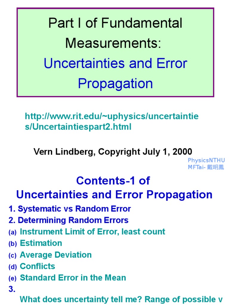 Ralat Dan Perambatan Ralat (Kuliah3) | PDF | Observational Error ...
