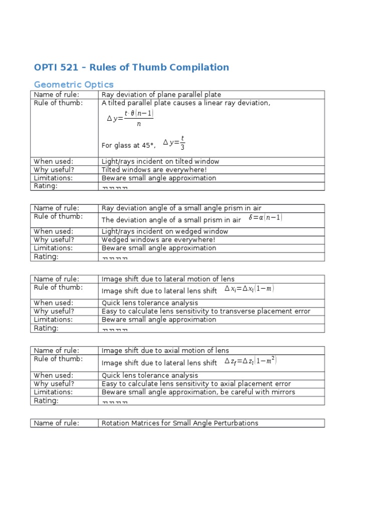 SolidWorks Rules of Thumb for Optics | PDF | Deformation (Mechanics ...