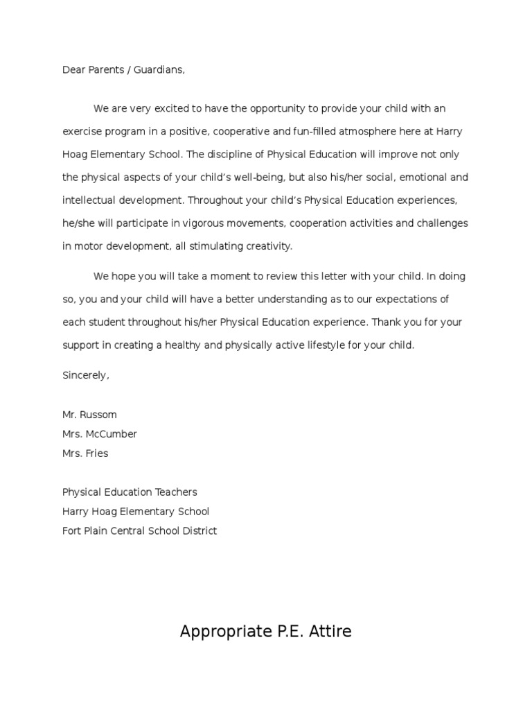 Harry Hoag Elementary P.E. Guidelines | PDF | Wellness