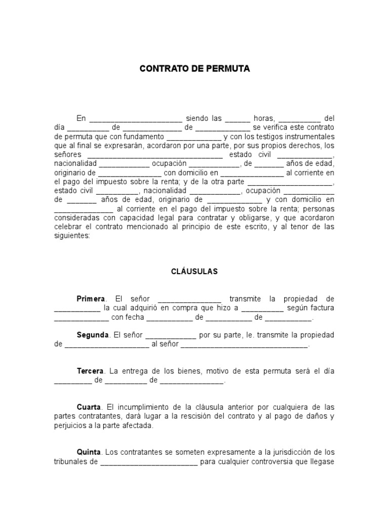 Contrato de Permuta | PDF | Propiedad | Instituciones sociales