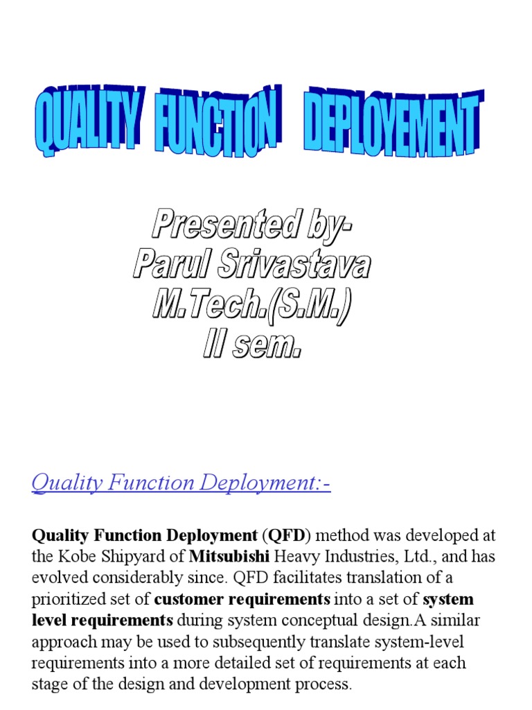Quality Function Deployment:Quality Function Deployment (QFD) Method | PDF | Design ...