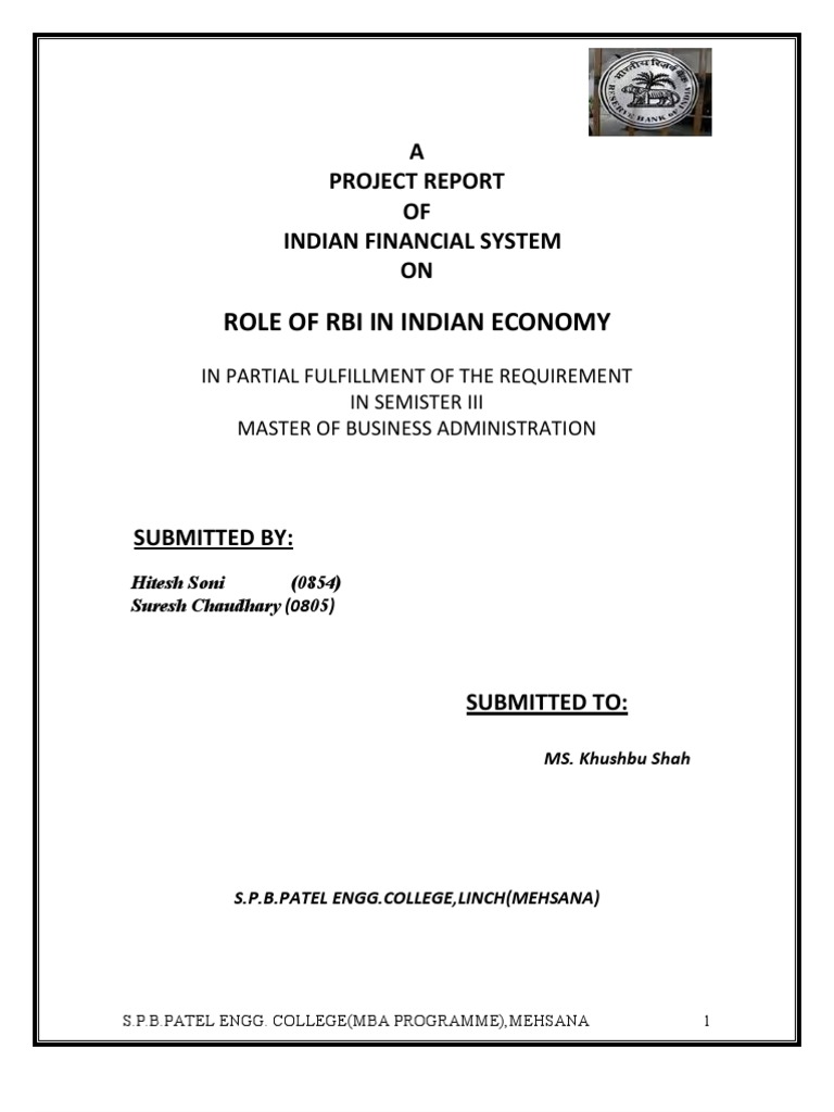 Role of RBI in Indian Economy | PDF | Reserve Bank Of India | Bank ...