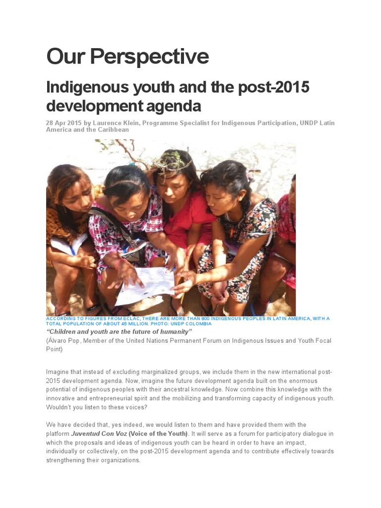 Indigenous Youth and The Post-2015 Development Agenda | PDF ...