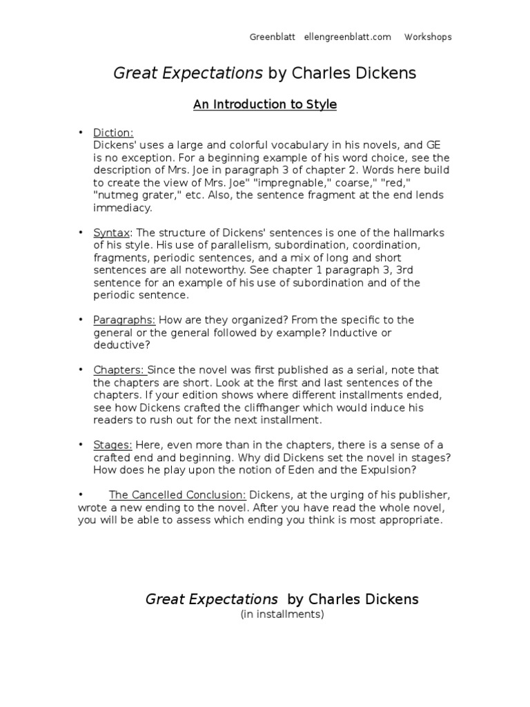 Great Expectations Style | PDF | Great Expectations | Charles Dickens