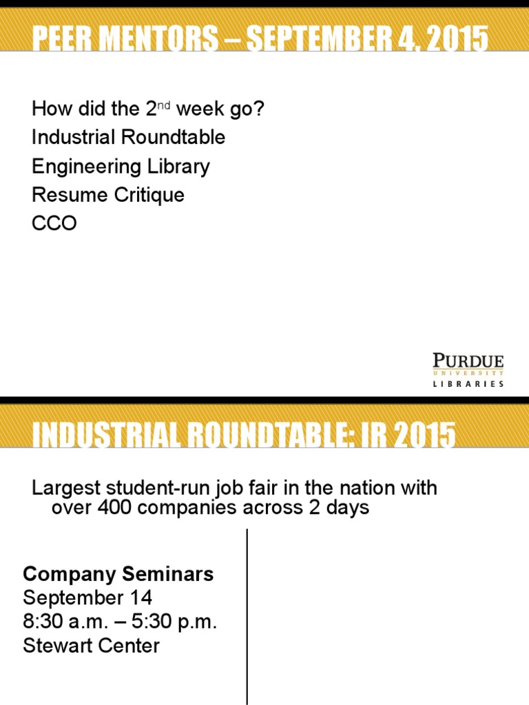 Industrial Roundtable and Libraries at Purdue | PDF | Résumé ...