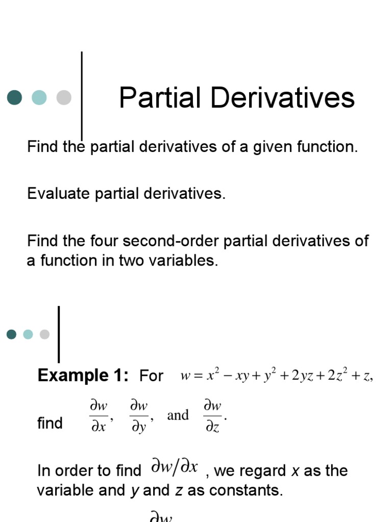 Partial Derivatives | PDF | Teaching Methods & Materials | Science ...