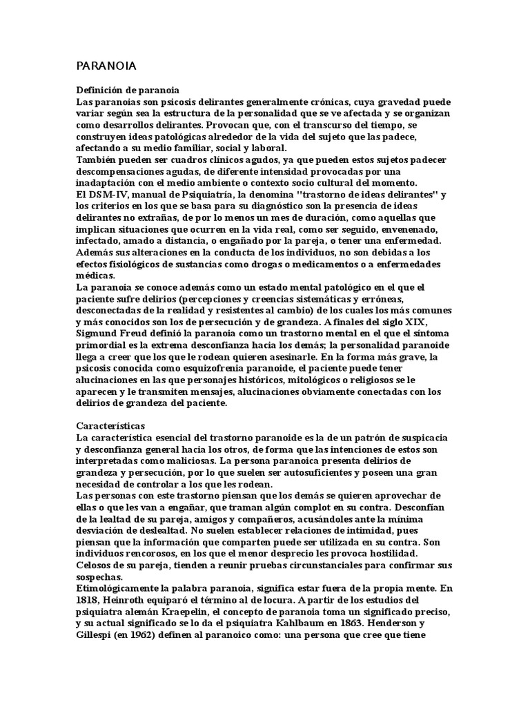 Paranoia | PDF | Engaño | Psicosis