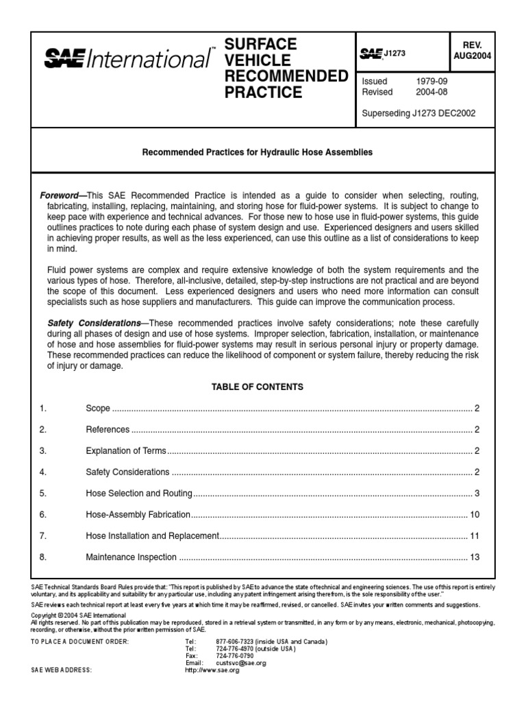 Sae J1273 | PDF | Screw | Pressure