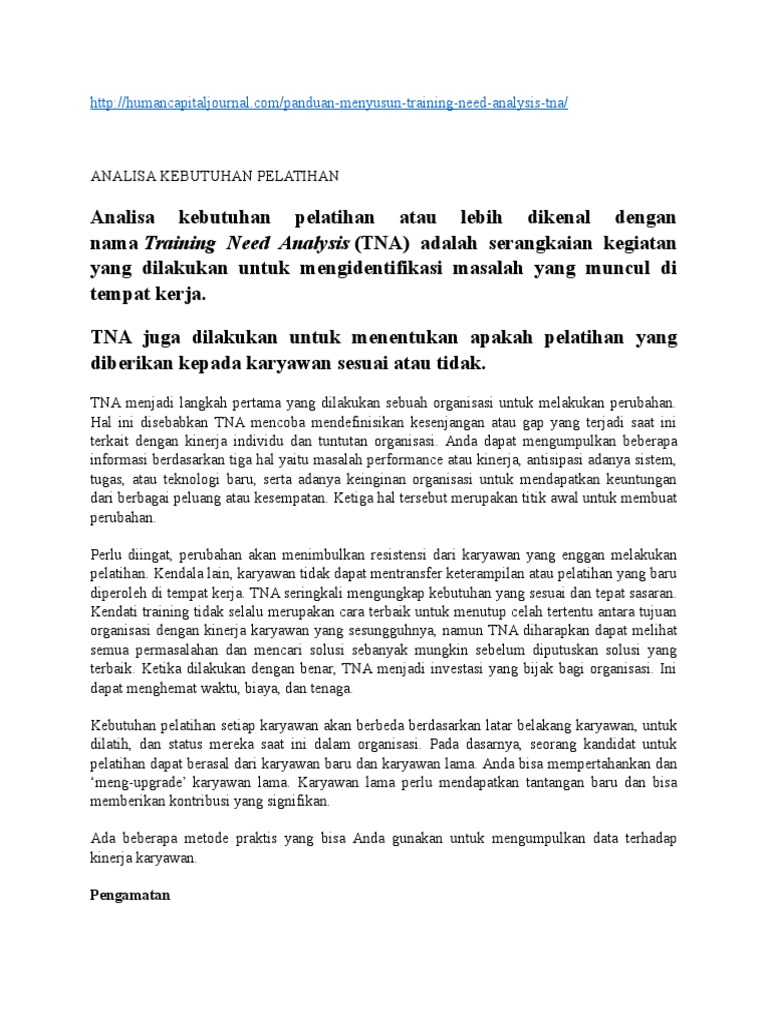 Tahapan Dan Contoh Form TNA | PDF