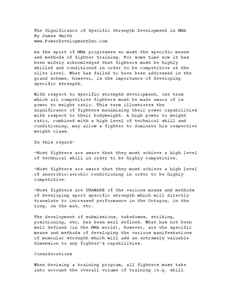 James Smith - The Significance of Specific Strength Development in MMA ...