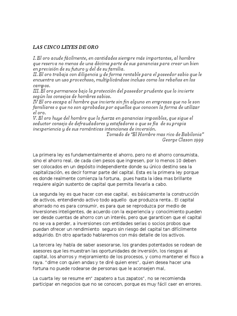 Las Cinco Leyes de Oro | PDF