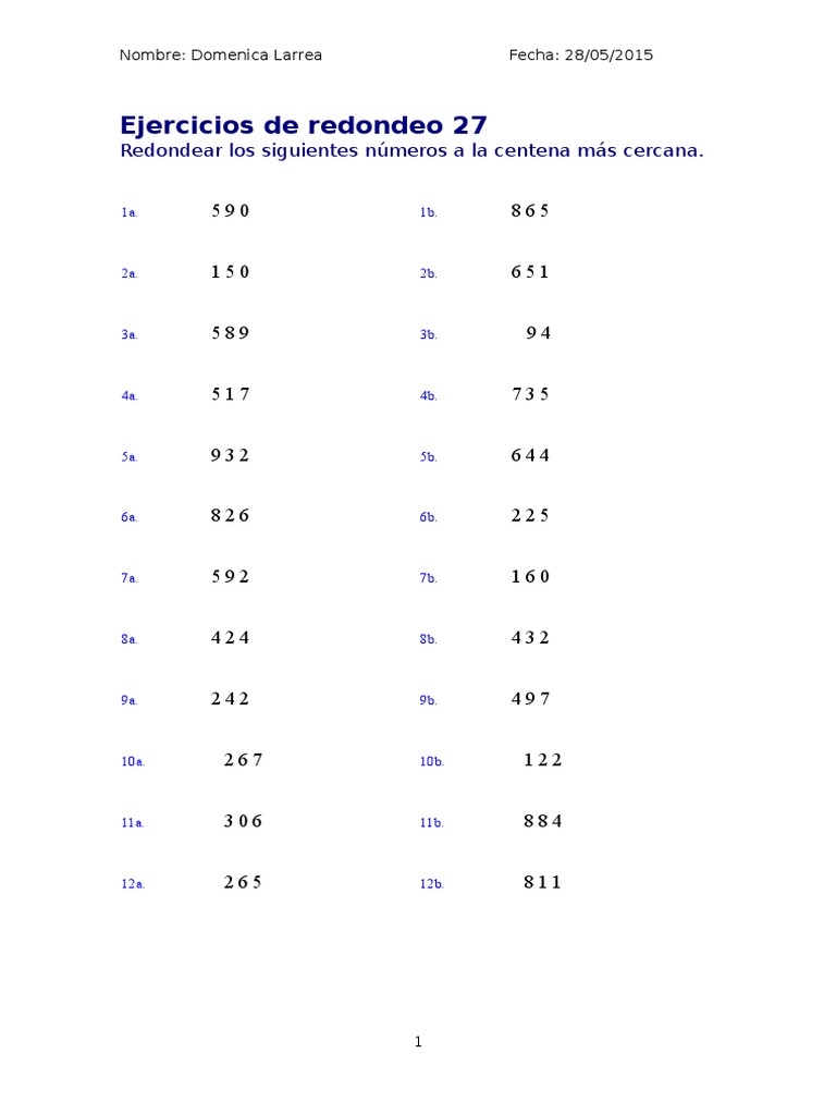 Ejercicios de Redondeo 27 | PDF | Codificaciones | Convenciones de nombres