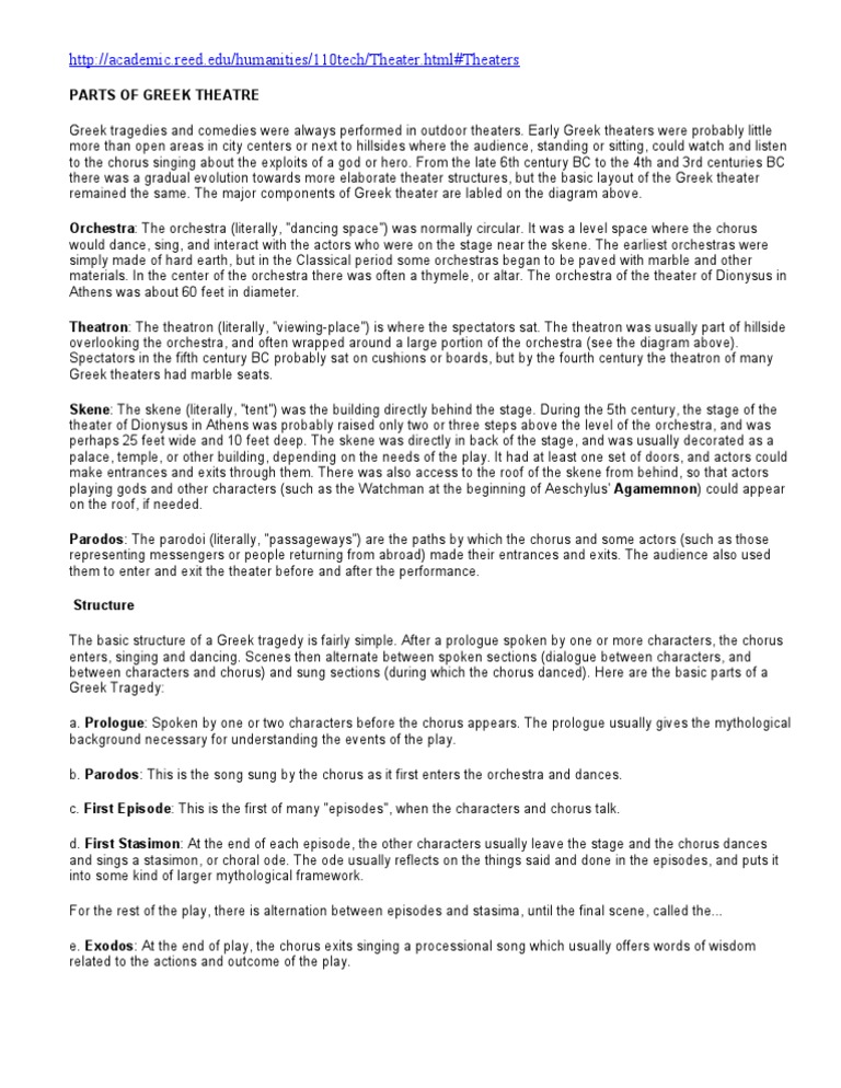 Greek Theatre - Parts and Structure | PDF | Greek Tragedy | Theatre