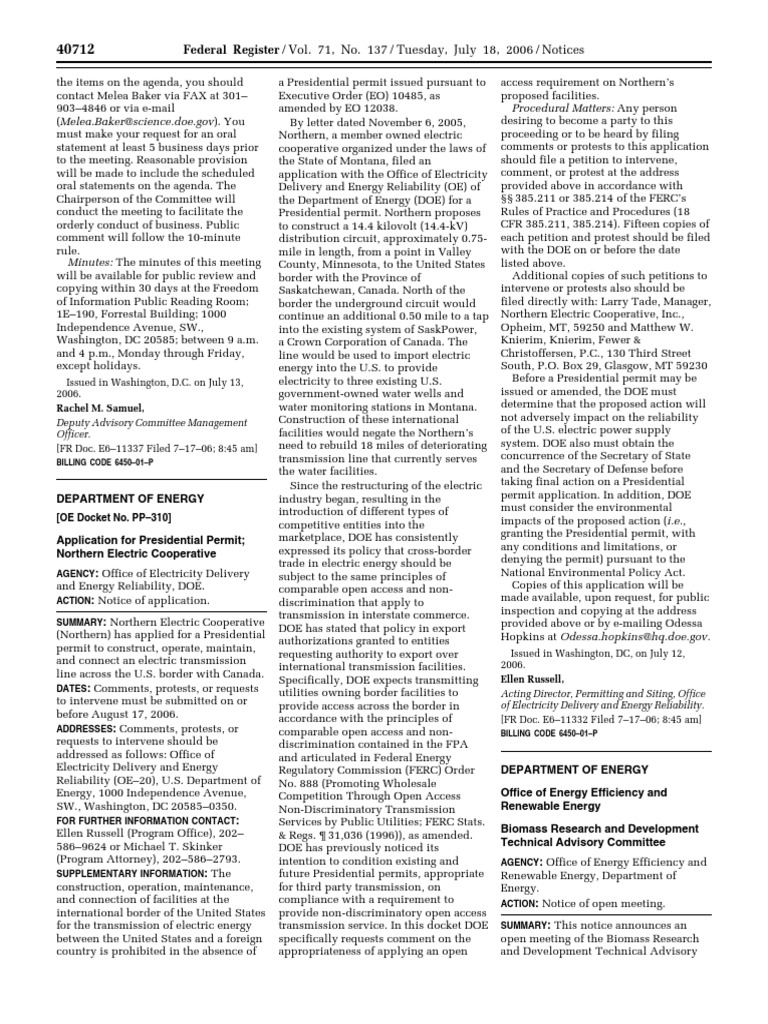 Notice: Electricity Export and Import Authorizations, Permits, Etc ...