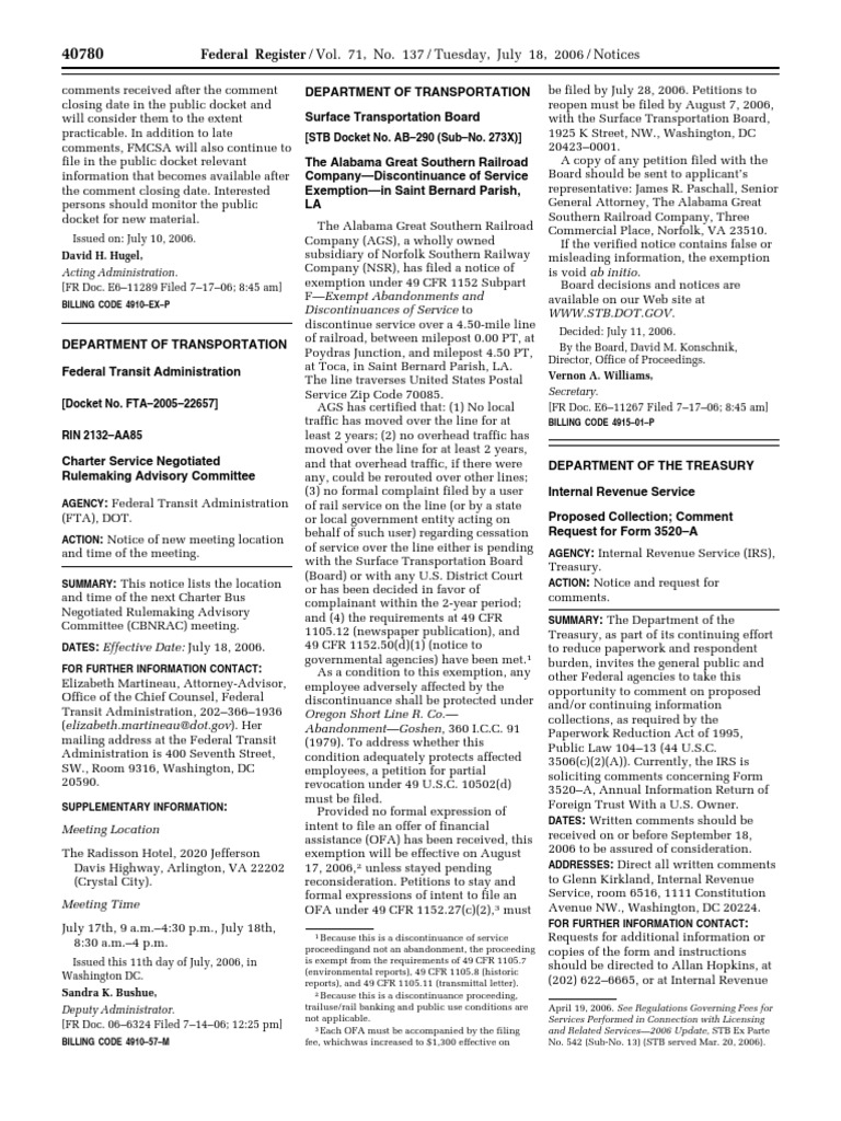 Notice: Meetings: Charter Bus Negotiated Rulemaking Advisory Committee | PDF