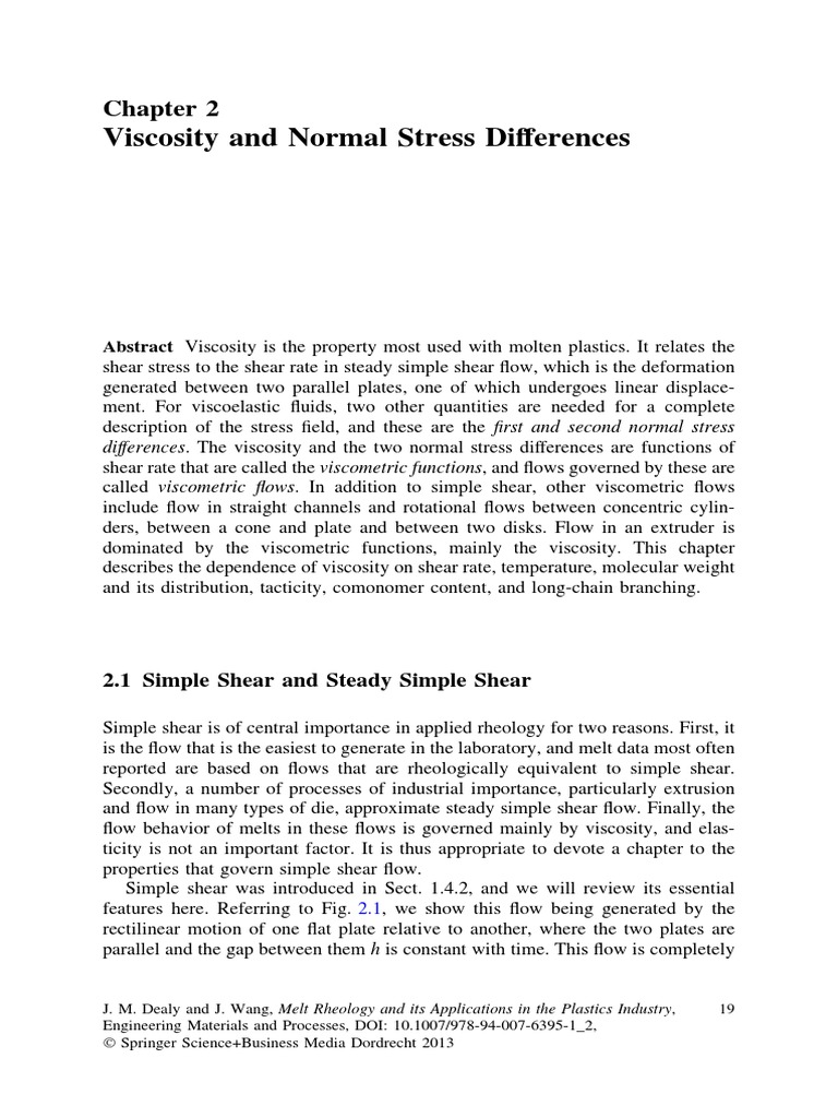 Chap2 Viscosity and Normal Stress Difference | PDF | Fluid Dynamics ...