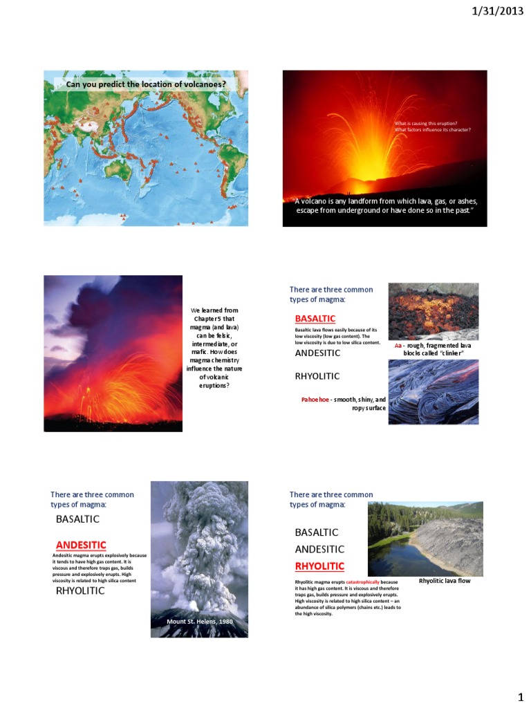 Can You Predict The Location of Volcanoes?: Basaltic Basaltic Andesitic ...