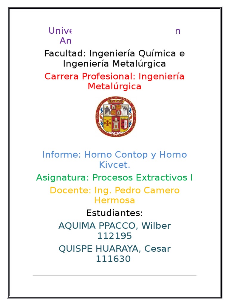 Hornos Contop y Kivcet | PDF | Cobre | Dirigir