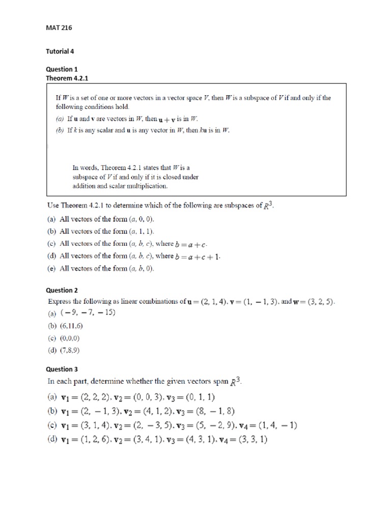 Linear Algebra Tutorial | PDF