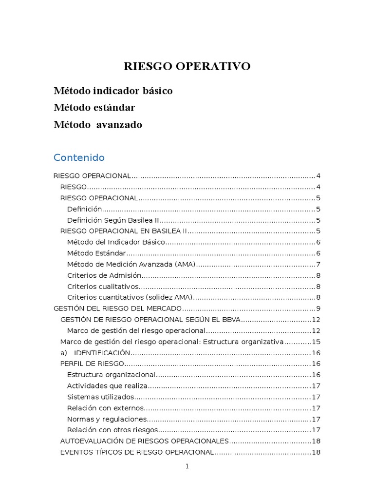 Riesgo Operacional | PDF | Basilea Ii | Auditoría financiera