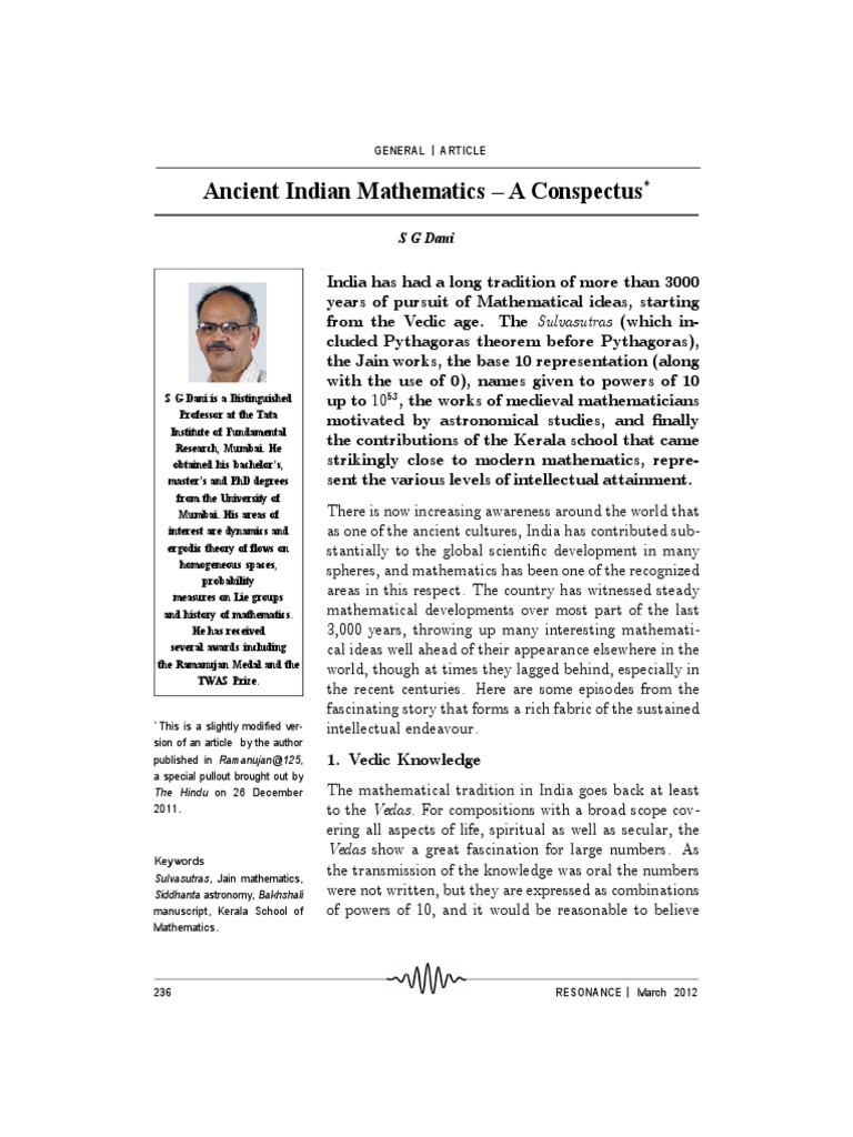 Ancient Indian Mathematics – a Conspectus | Geometry | Physics ...