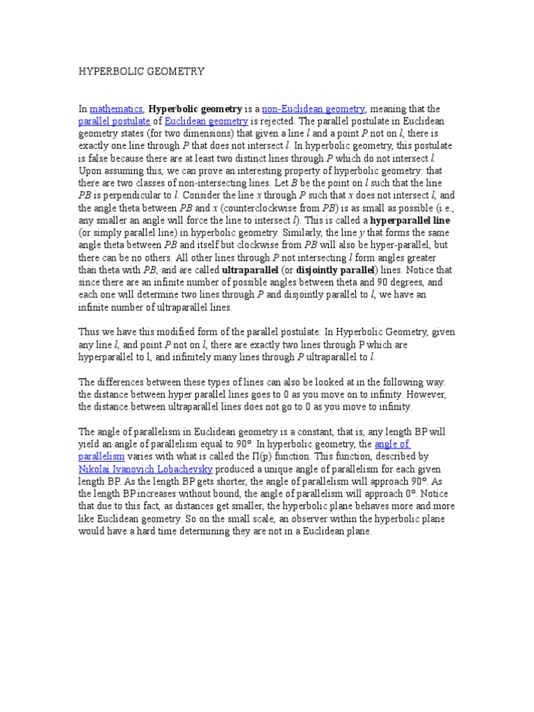 Hyperbolic Geometry | PDF | Hyperbolic Geometry | Spacetime