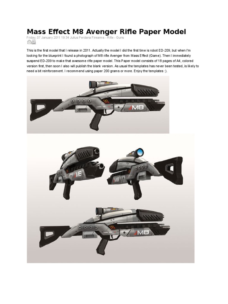Mass Effect M8 Rifle Paper Model | PDF | Computers