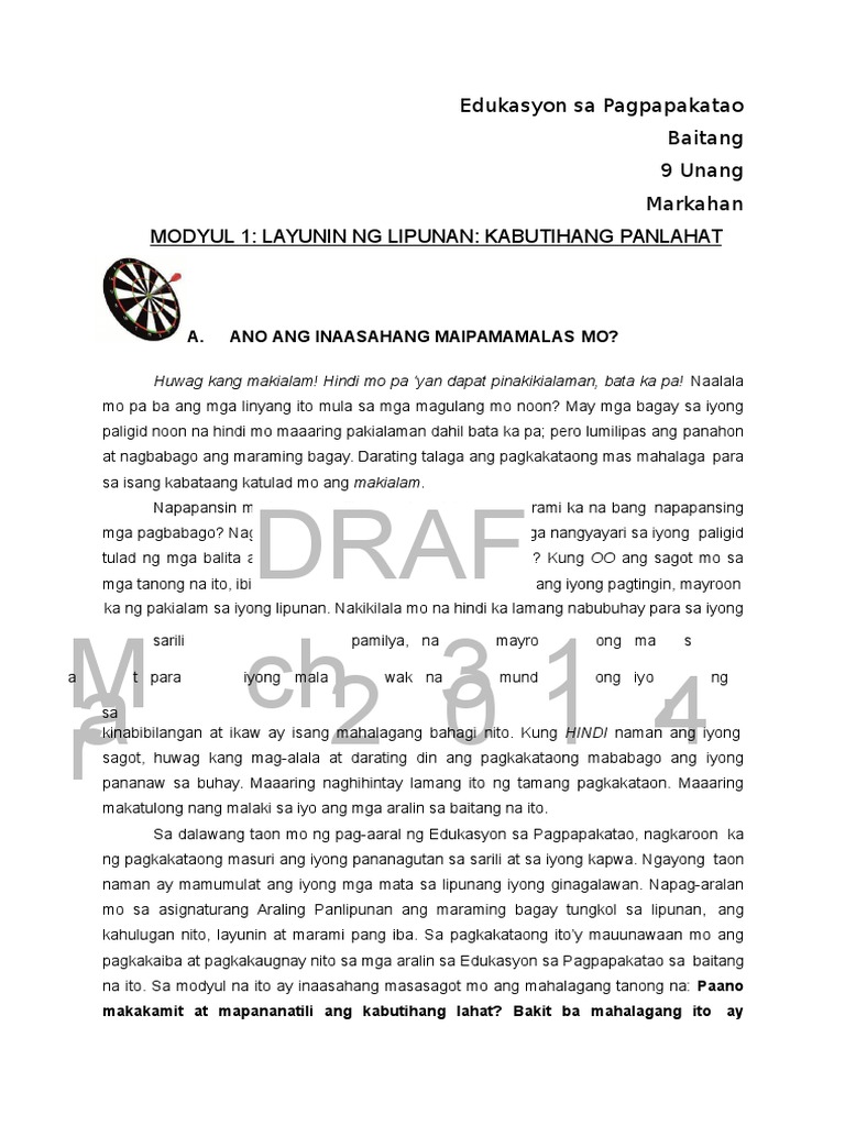 ESP 9 First Quarter Module | PDF