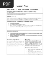 Detailed Lesson Plan in Mathematics 3 | PDF | Multiplication | Teaching ...