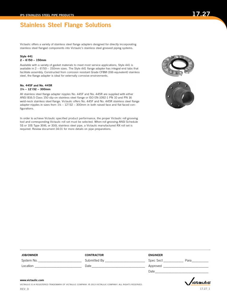 Victaulic Flange Adapter | PDF | Pipe (Fluid Conveyance) | Manufactured ...