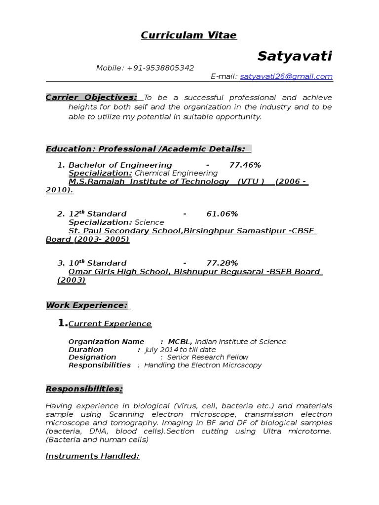 Resume (2) (1).doc | Electron Microscope | Scanning Electron Microscope