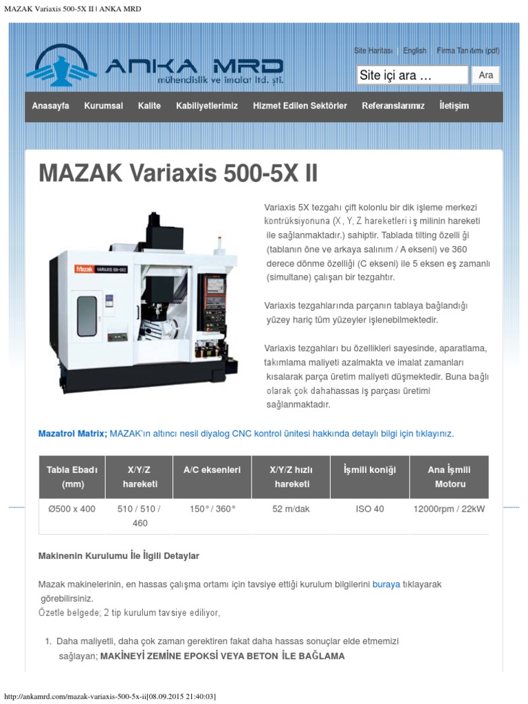 4) ) Mazak Variaxis 500-5x II - Anka MRD | PDF