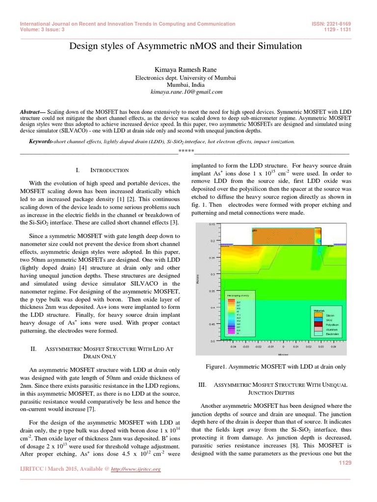 Design Styles of Asymmetric NMOS and Their Simulation | PDF | Field ...