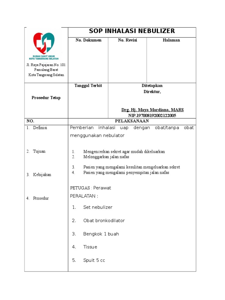 Sop Inhalasi Nebulizer | PDF