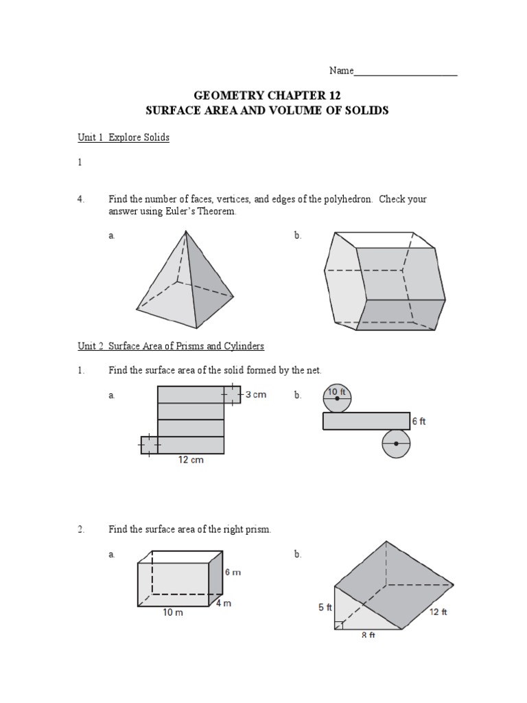 Chapter 12: Surface Area & Volume | PDF | Area | Volume