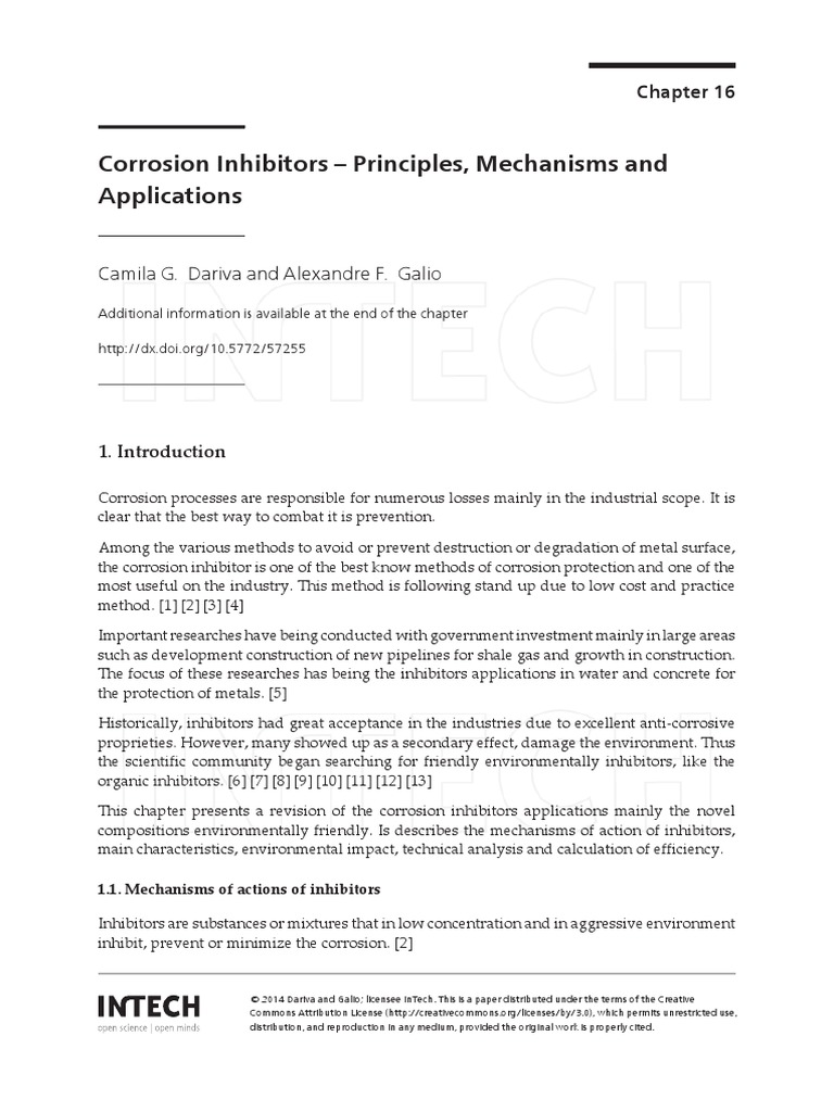 Corrosion Inhibitor Principles, Mechanism and Applications | PDF ...