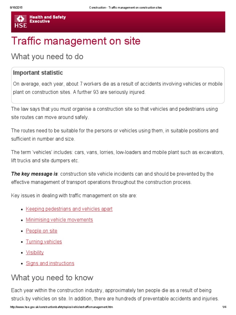 Construction - Traffic Management On Construction Sites | PDF | Traffic ...