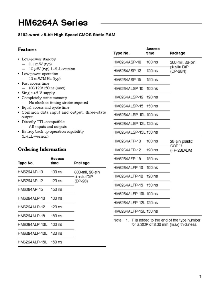 HM6264 | PDF | Input/Output | Electronic Engineering